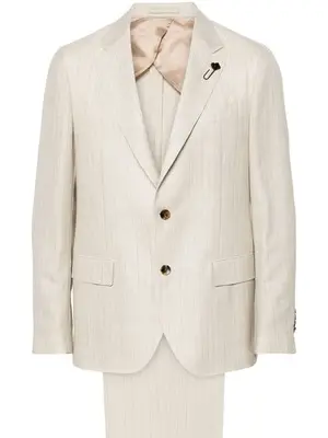LARDINI Pinstriped Lightweight-wool Suit - Neutrals