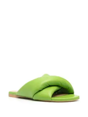 JW Anderson Leather Flat Sandals - Green