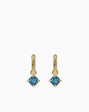 David Yurman Micro Chatelaine® Drop Earrings In 18k Yellow Gold With Tourmaline - Hampton Blue Topaz