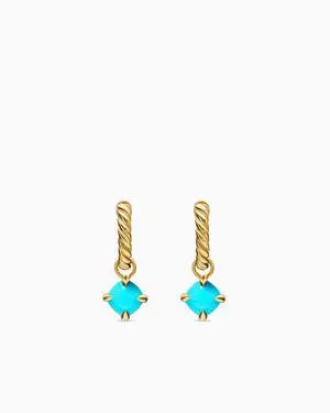 David Yurman Micro Chatelaine® Drop Earrings In 18k Yellow Gold With Tourmaline - Turquoise
