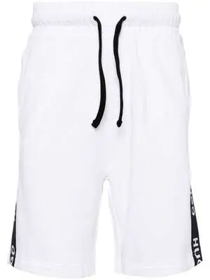 Hugo Sporty Logo-tape Cotton Shorts - White