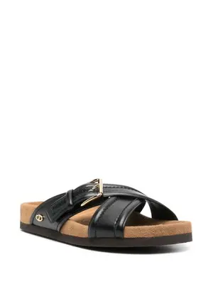 Valentino Garavani Vlogo Leather Slides - Black