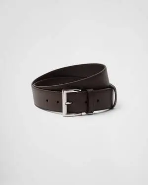 Prada Prada Saffiano Leather Belt Coffee