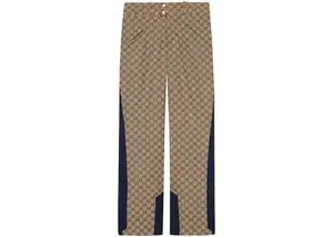 Gucci Gg Supreme Canvas Trousers - Beige/navy Blue