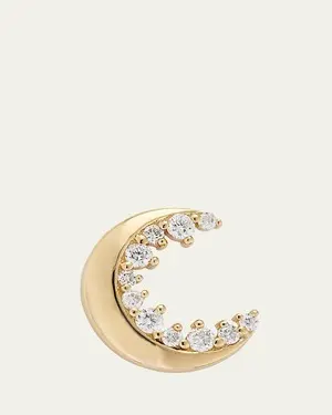 SYDNEY EVAN 14k Cocktail Crescent Moon Diamond Stud Earring - Gold