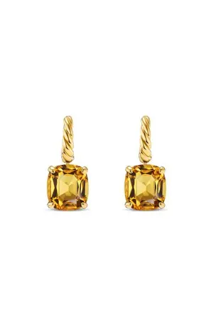 David Yurman Marbella Stone Drop Huggie Hoop Earrings - 18k Yellow Gold/ Citrine
