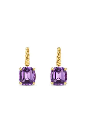 David Yurman Marbella Stone Drop Huggie Hoop Earrings - 18k Yellow Gold/amethyst