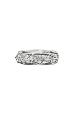 David Yurman Torqued Faceted Band Ring - Sterling Silver
