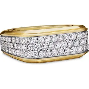 David Yurman Deco Signet Ring With Diamonds - Gold/diamond