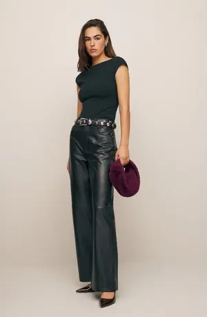 REFORMATION Darra Scoop Back Cap Sleeve Knit Top