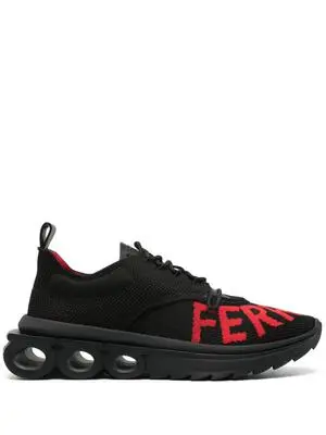 FERRAGAMO Knitted Running Sneakers - Black/red