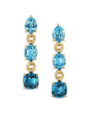 David Yurman 18k Yellow Gold And Topaz Drop Earrings - Gold/blue