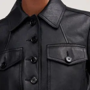 ME+EM Fitted Washed Leather Utility Jacket