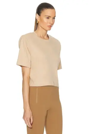 Wardrobe.NYC Cropped Shoulder Pad Top - Khaki
