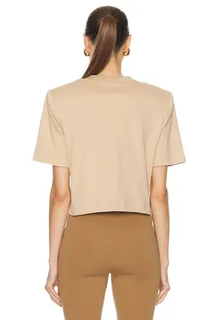 Wardrobe.NYC Cropped Shoulder Pad Top - Khaki