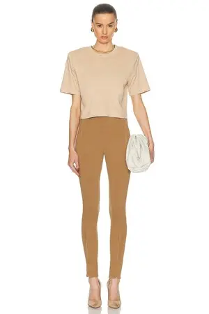 Wardrobe.NYC Cropped Shoulder Pad Top - Khaki