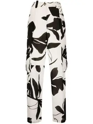 Liu Jo Abstract Print Cargo Trousers - Neutrals