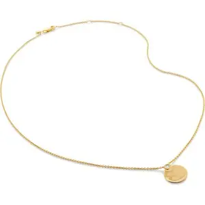 Monica Vinader Lab-created Diamond Engravable Pendant Necklace - Yellow Gold