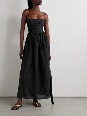 Matteau Organic Cotton And Silk-blend Halterneck Maxi Dress