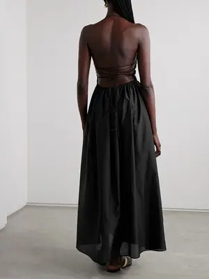 Matteau Organic Cotton And Silk-blend Halterneck Maxi Dress