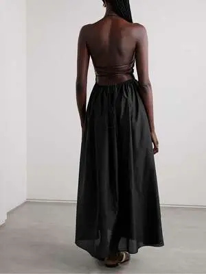 Matteau Organic Cotton And Silk-blend Halterneck Maxi Dress