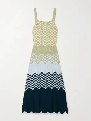 Escvdo Marea Crocheted Cotton Maxi Dress - Blue