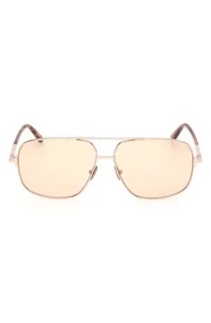 TOM FORD Navigator Sunglasses - Rose Gold /havana /t Logo