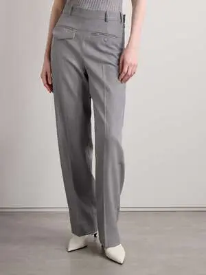 Victoria Beckham Checked Wool Wide-leg Trousers
