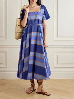 Buy Thierry Colson Allegria Pleated Striped Cotton-poplin Wrap 