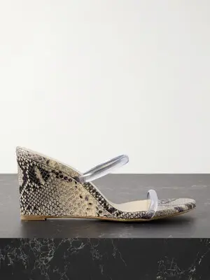 Magda Butrym Snake-effect Leather Wedge Sandals - Brown
