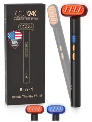 GLO24K 6-in-1 Beauty Therapy Wand 1pc - Black