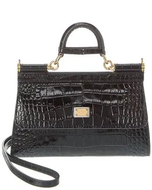 Dolce & Gabbana Dolce & Gabbana Sicily Small Double-Face Leather Shoulder Bag - Black
