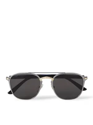 CARTIER Aviator-style Gunmetal, Gold-tone And Acetate Sunglasses - Black