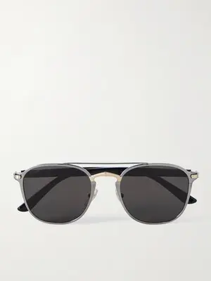 CARTIER Aviator-style Gunmetal, -tone And Acetate Sunglasses - Gold