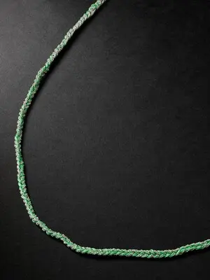 Carolina Bucci White Gold And Silk Necklace - Green