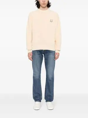 Maison Kitsuné Signature Fox Embroidery Knitted Jumper - Neutrals