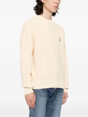 Maison Kitsuné Signature Fox Embroidery Knitted Jumper - Neutrals