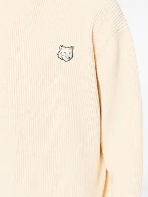 Maison Kitsuné Signature Fox Embroidery Knitted Jumper - Neutrals