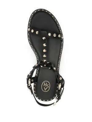 Ash Stud-embellished Leather Sandals - Black