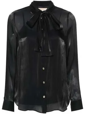 Michael Kors Crinkled Pussy-bow Shirt - Black