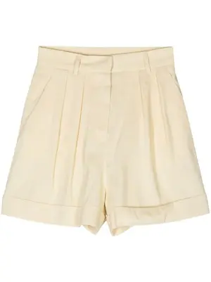 Andamane Pleated Linen-blend Thigh-length Shorts