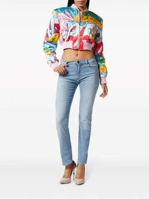 Philipp Plein Graffiti Logo Cropped Bomber Jacket