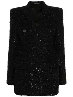 Balenciaga Double-breasted Bouclé Blazer - Black