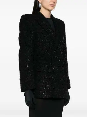 Balenciaga Double-breasted Bouclé Blazer - Black