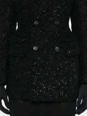Balenciaga Double-breasted Bouclé Blazer - Black