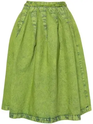 Marni Pleated Denim Knee Length Skirt