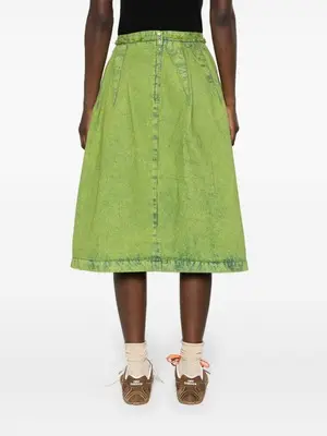 Marni Pleated Denim Knee Length Skirt