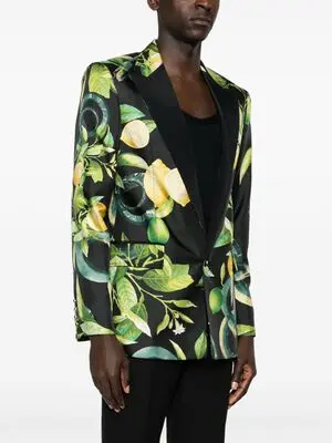 Roberto Cavalli Lemon-print Silk Blazer