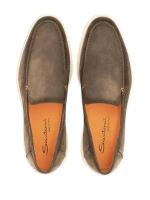 Santoni Suede Slip-on Loafers - Neutrals