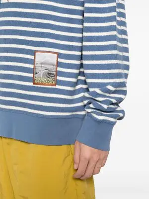 Maison Kitsuné Striped Cotton Hoodie With Embroidered Logo